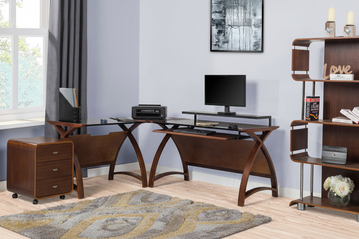 Helsinki Walnut 1300mm Wide Desk - Jual Furnishings